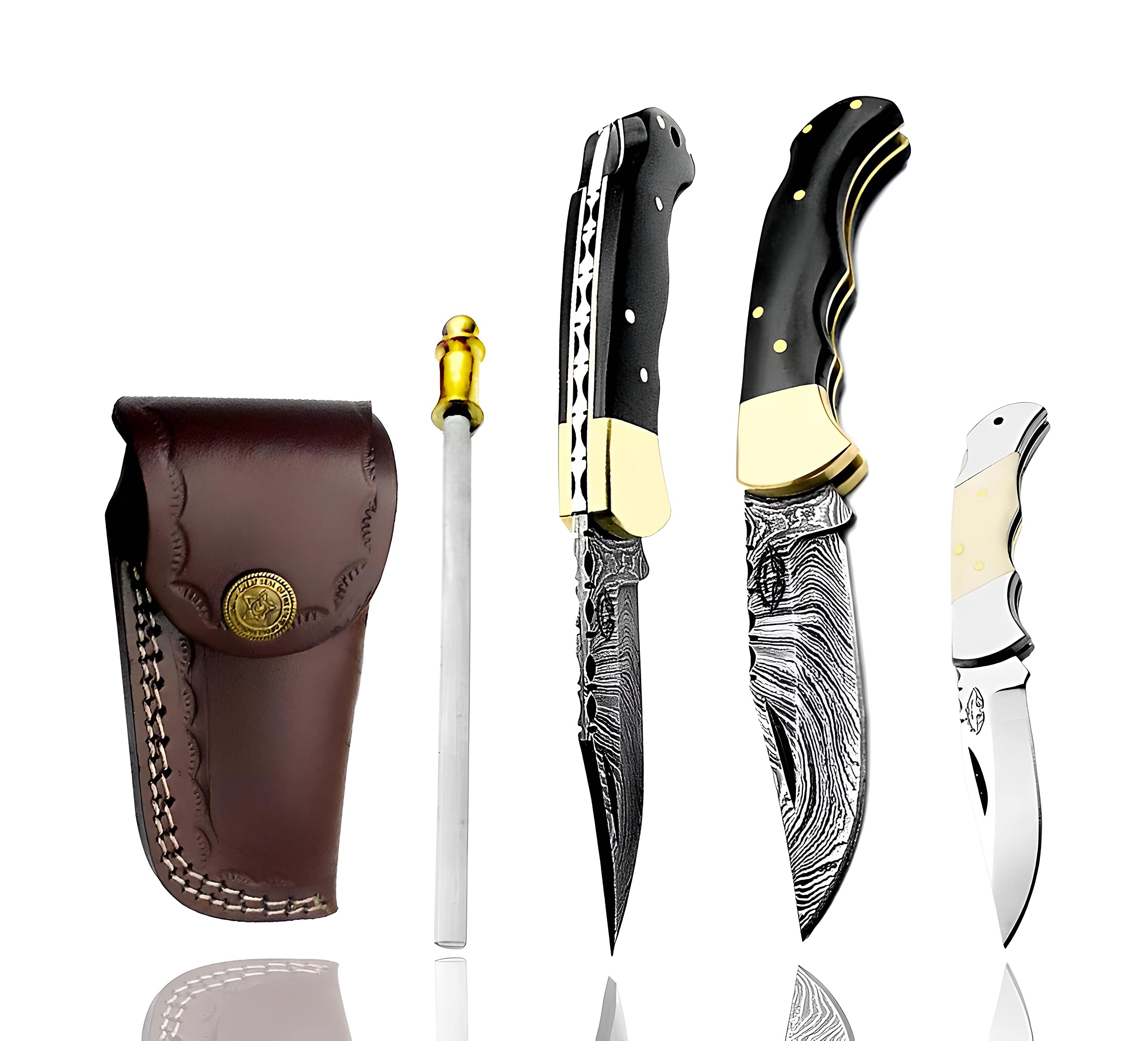 Best.Buy.Damascus1 Ultimate Folding Knife Black Buffalo Horn Pocket ...