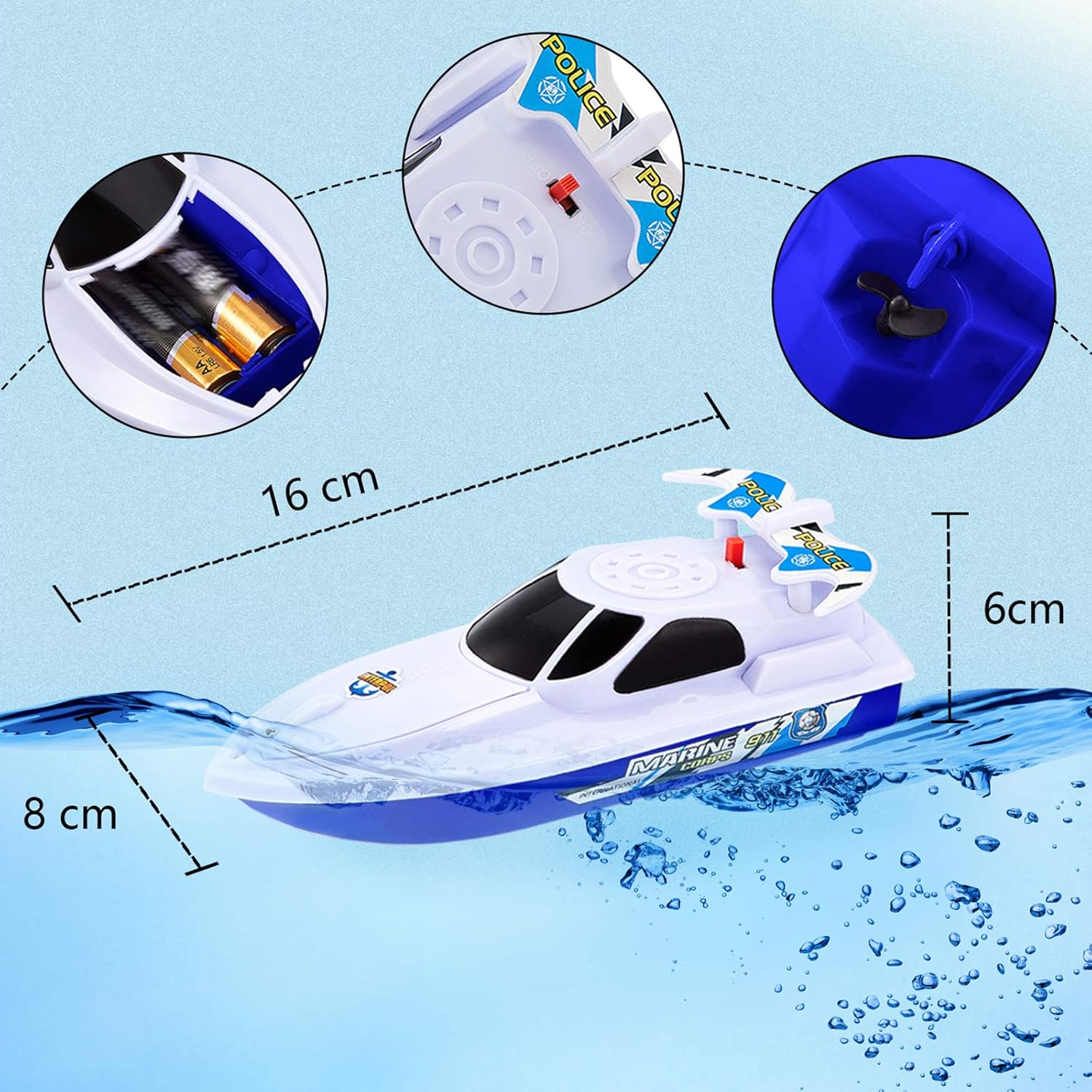 2 Pieces Floating Bath Toy Boats Water Boat Bath Toy Speedboat Bathing ...