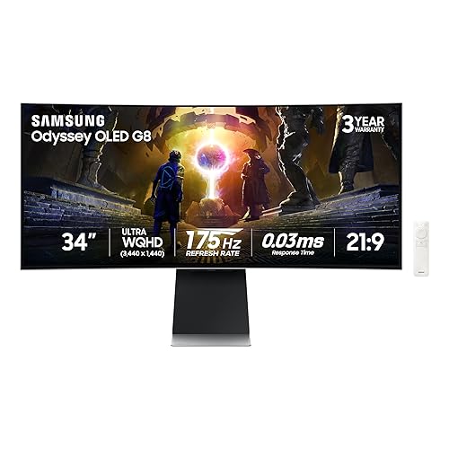 Samsung 34" Odyssey OLED G8 (G85SD) Series 4K Ultra-QWHD QD-OLED G-Sync ...