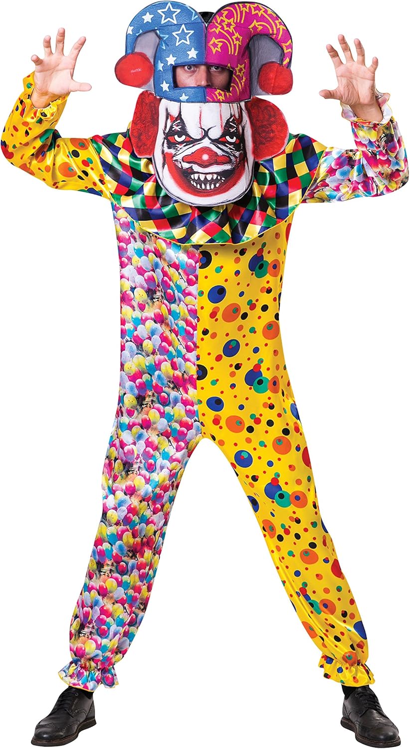 Bristol Novelty AF071 Big Head Clown Costume, Men, Women, Multi-Colour ...
