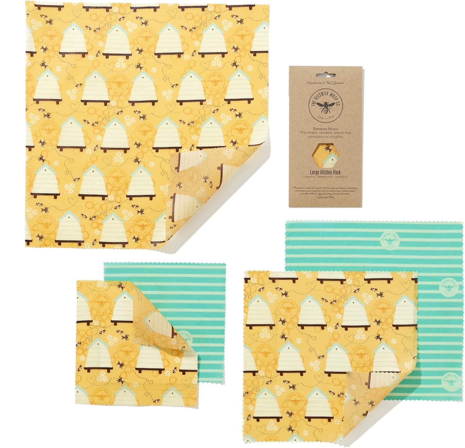 The Beeswax Wrap Co. 17860025 Reusable Plastic Free Food Wraps Large ...
