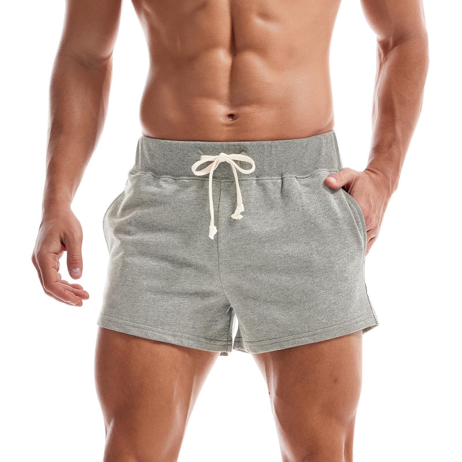AMY COULEE Mens Sweat Shorts Cotton 3 inch Training Workout Gym Shorts ...