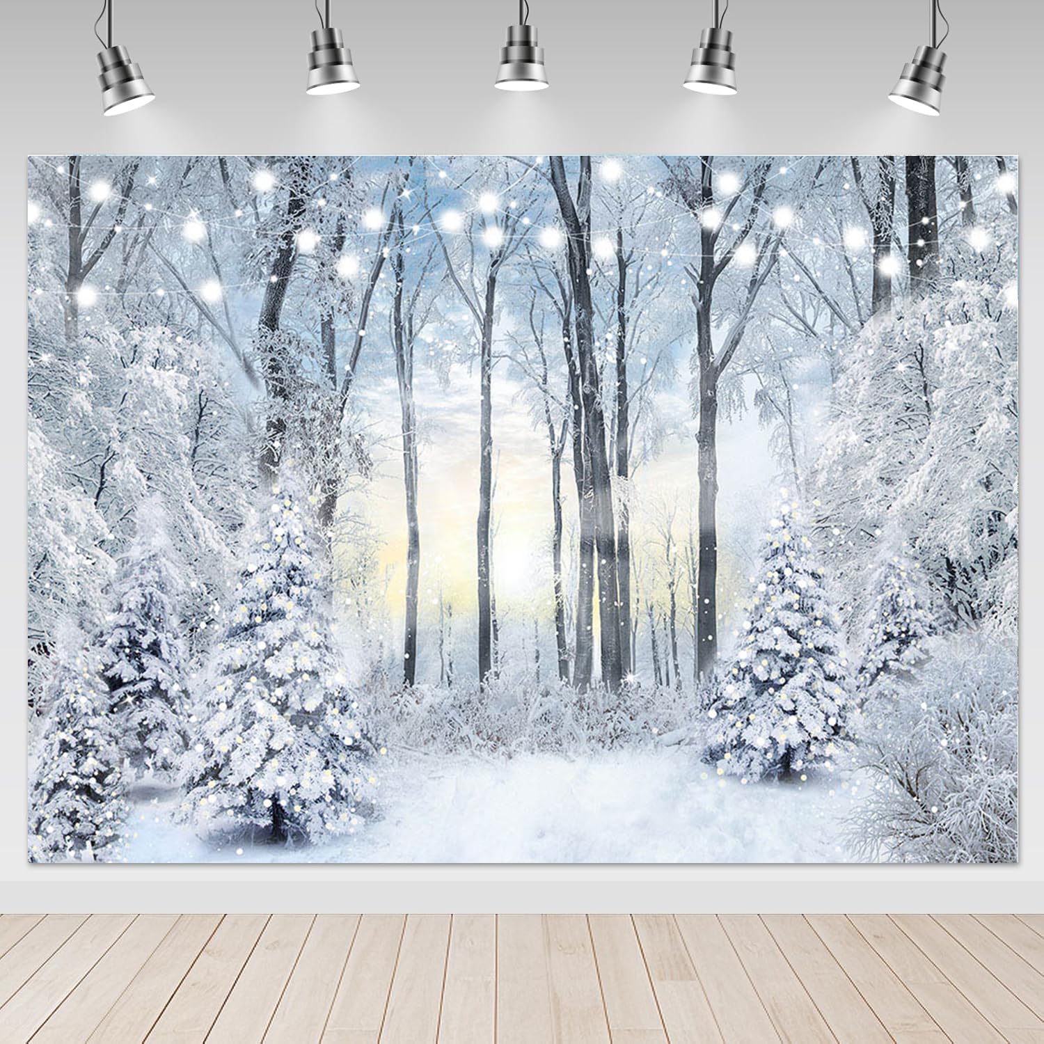 Mocsicka Winter Snowy Forest Backdrop Frozen Trees Snowflake Winter ...