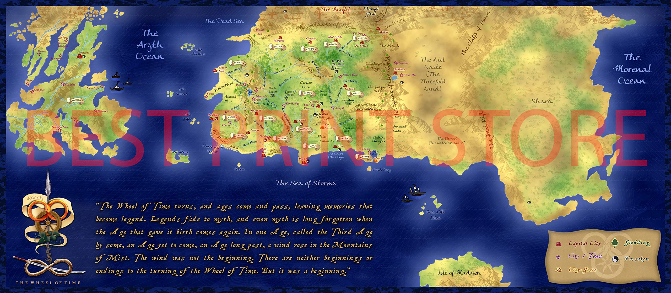 Buy Best Print Store - Wheel of Time Inspired, Complete of Randland ...