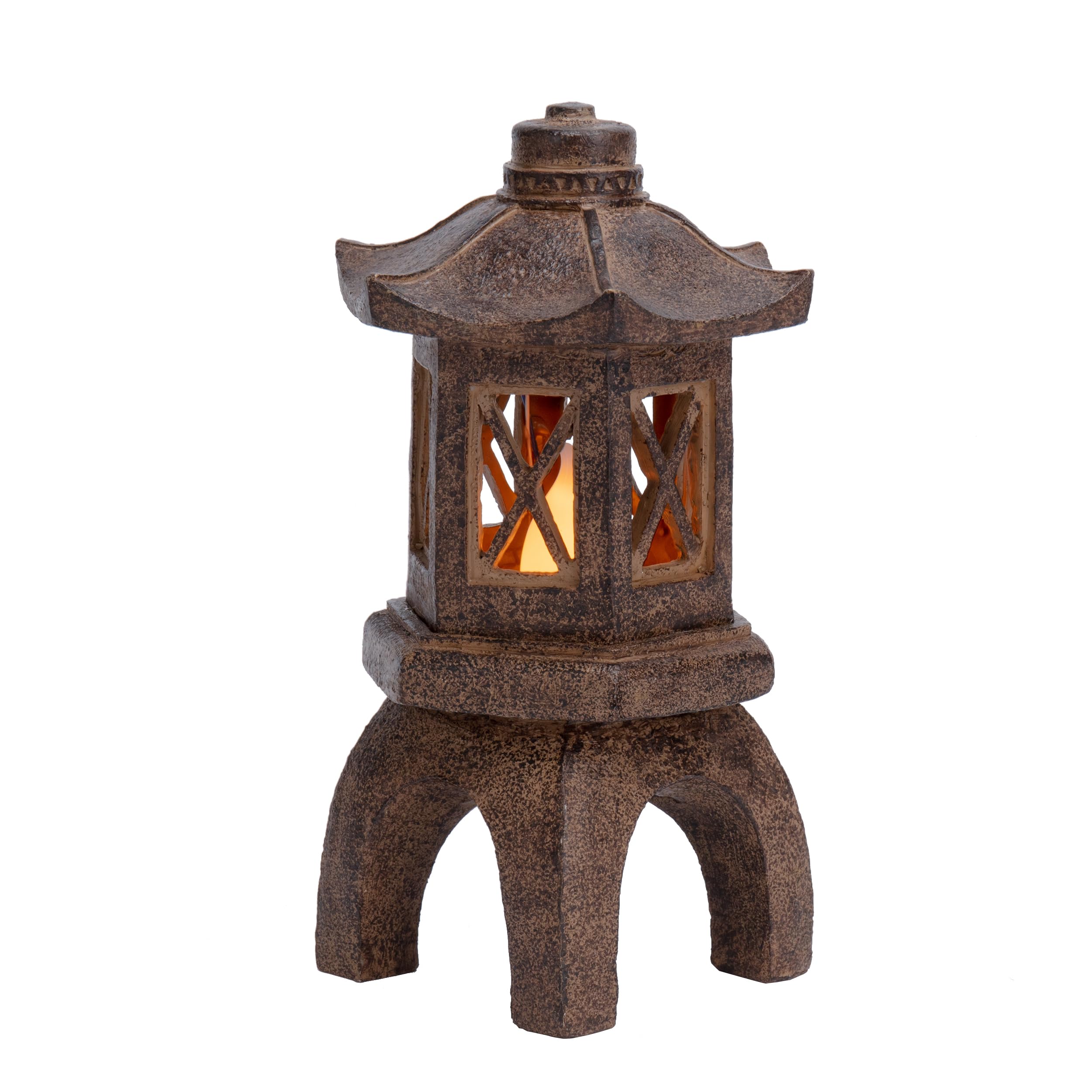 TERESA'S COLLECTIONS Pagoda Lantern Garden Statues with Flickering ...