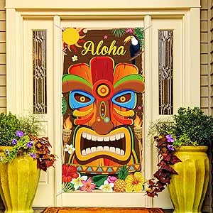Amazon.com: Aloha Door Cover Tiki Wall Hanging Decor for Summer Aloha ...