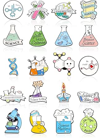 Amazon.com: 20 Pcs Laboratory Enamel Pin Set Flask Test Tube Enamel Pin ...