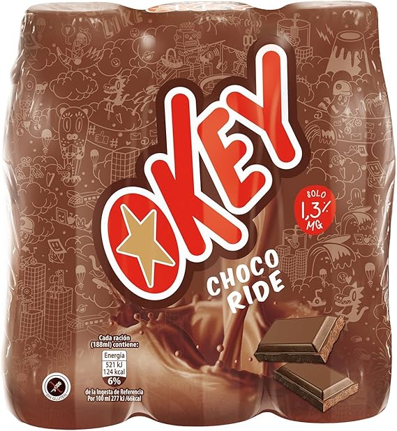 Okey - Batido Chocolate, 188 ml, pack de 18 unidades: Amazon.es ...