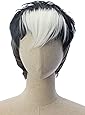 Amazon.com: Short Black and White Two Tone Anime Cosplay Costume Wigs ...