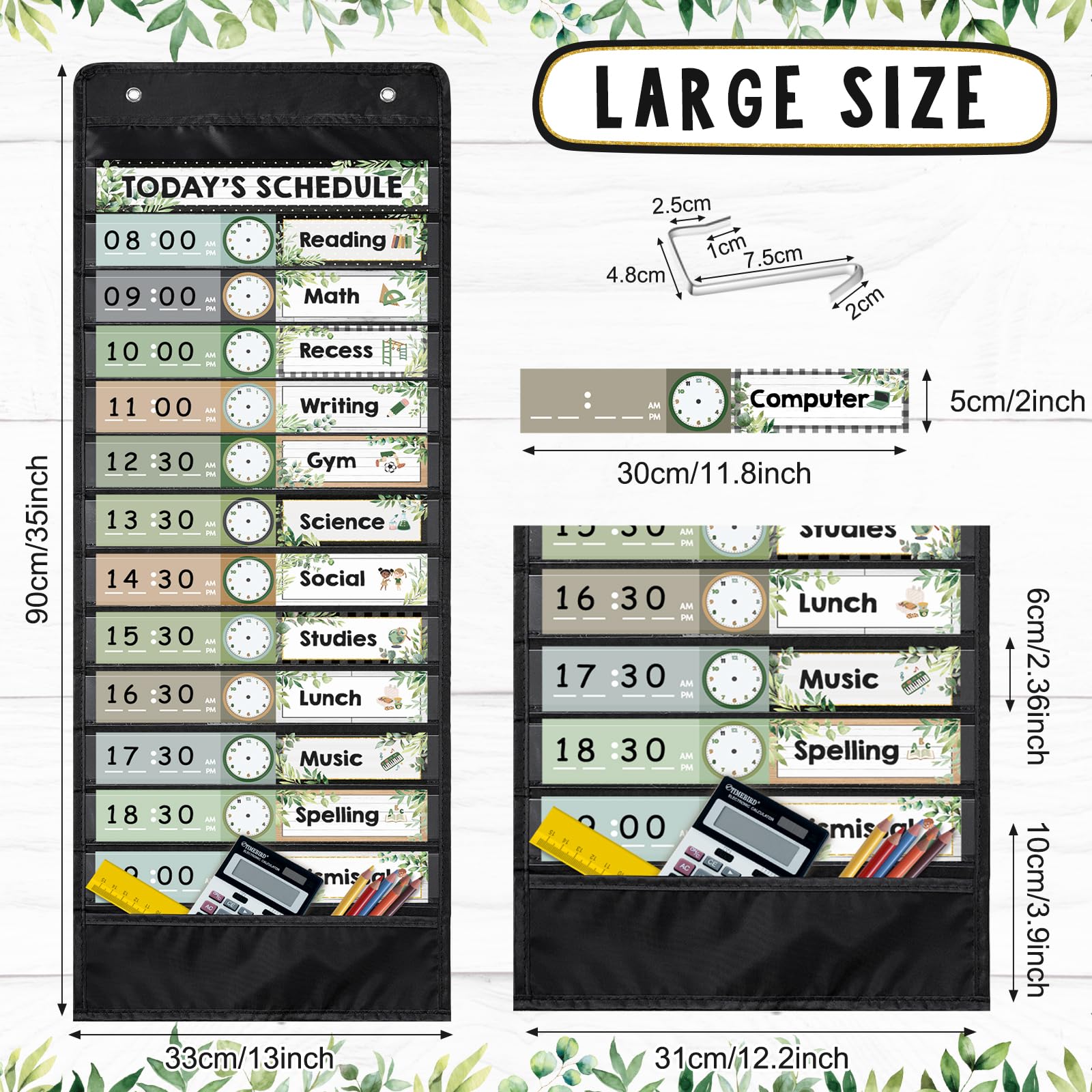 Mua Daily Schedule Pocket Chart for Classroom, 13+1 Pockets with 42 ...