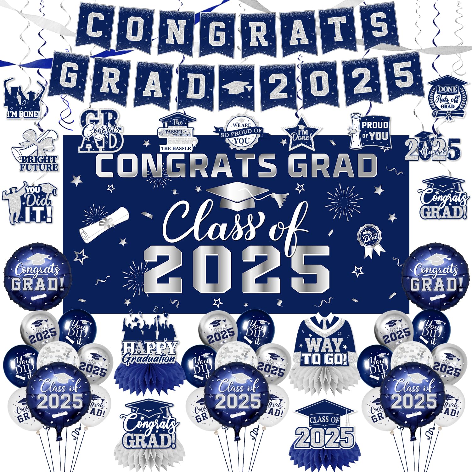 2025 Graduation Decorations-Class of 2025 Decorations Set with Congrats ...