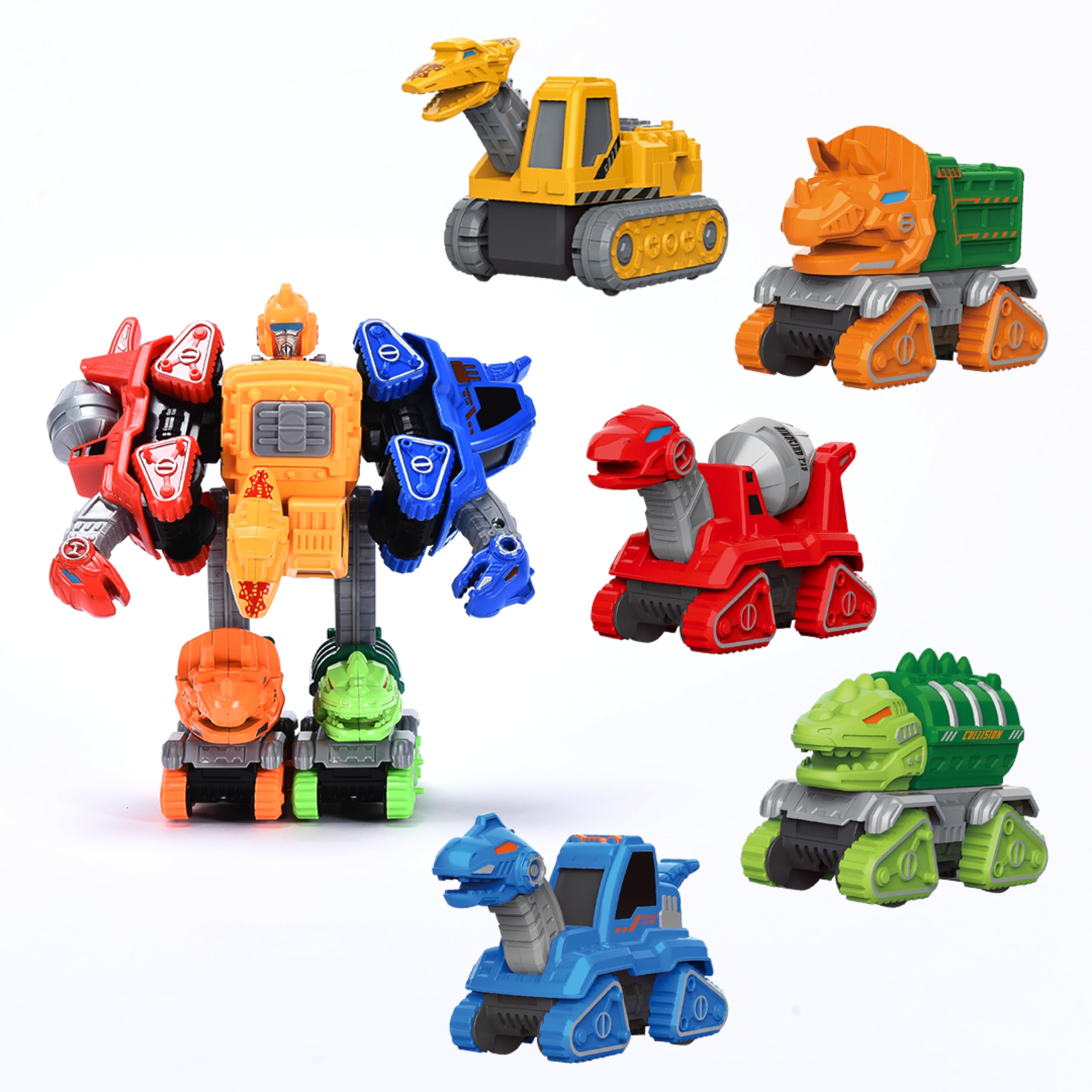 Dazmers Dinosaur Transformer Toys - 5-in-1 Multicolor Robot Dinosaur ...