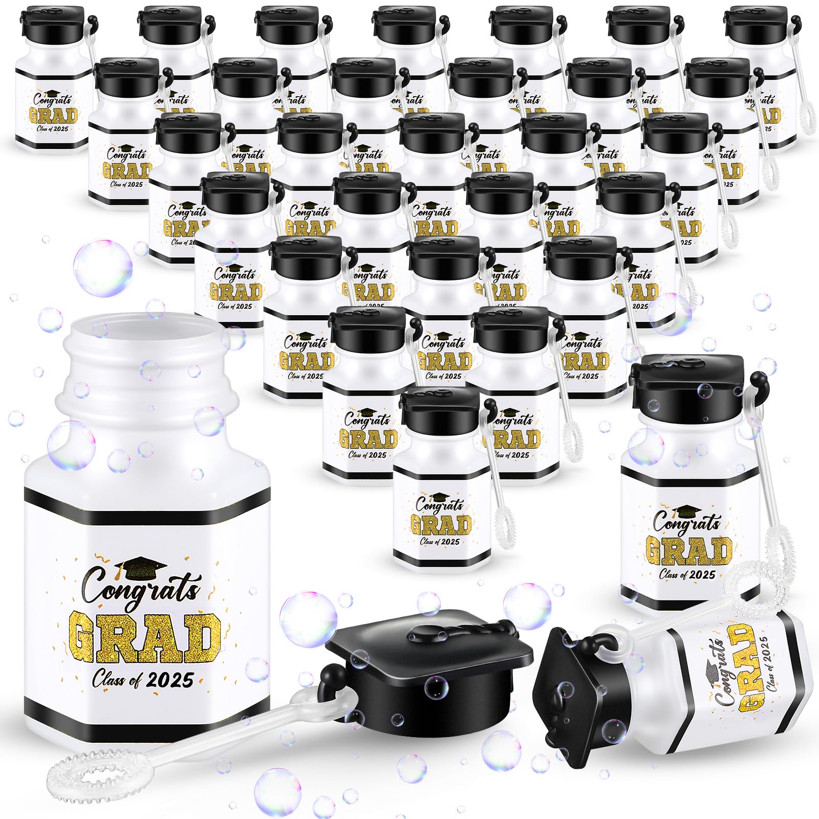 Lunmon 50 Pcs Graduation Bubble Bottles Mini Class of 2025 Graduation ...