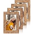 Amazon.com - iRahmen 4 Pack 4x6 Rustic Picture Frame Set with High Definition Glass Photo Frame ...