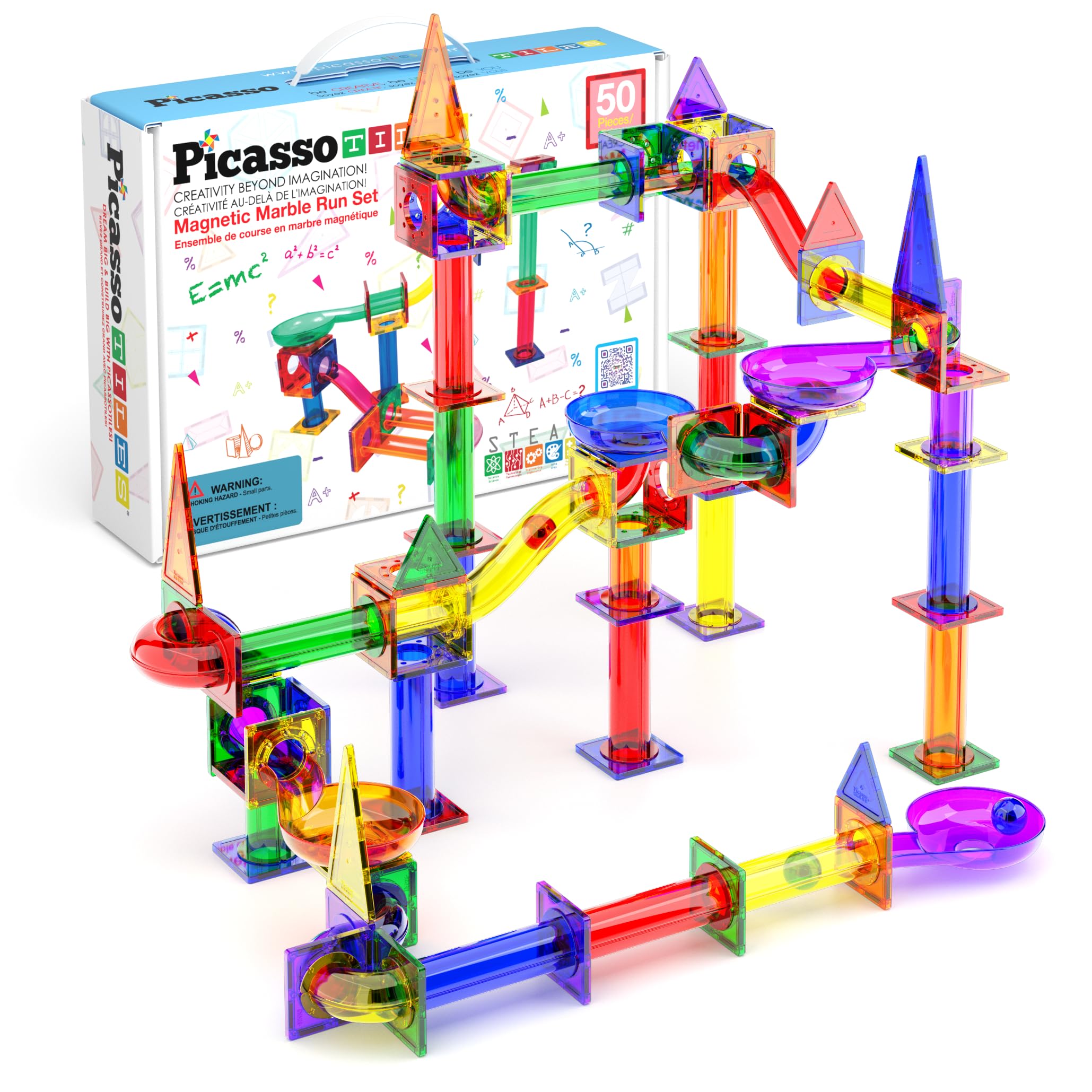 Mua PicassoTiles 50pcs Magnetic Tiles Marble Run for Kids Race Track ...