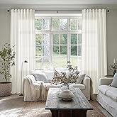 Amazon.com: SHINELAND Linen Curtains 105 Inch Pinch Pleated Light Filtering Semi Sheer Curtains ...