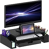Amazon.com: Simple Houseware Desk Dual Monitor Stand Riser with Drawer ...