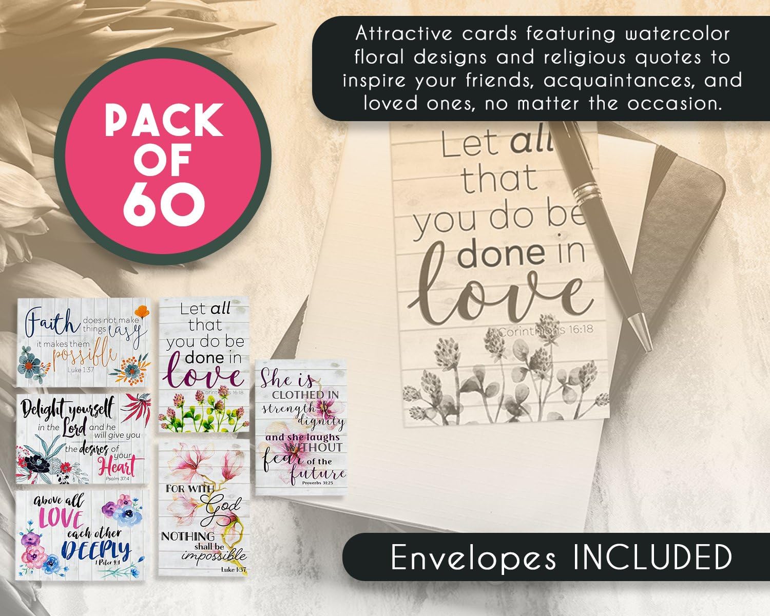 Best Paper Greetings Inspirational Cards with Envelopes (60-Pack ...