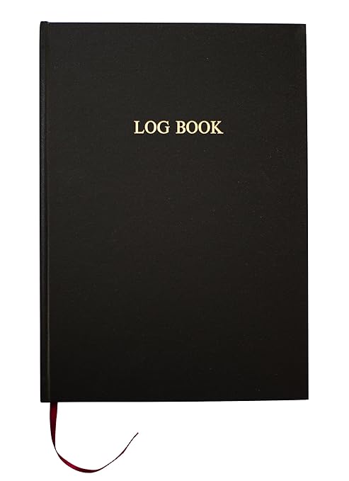 Logix Books® Log Book, A4, 8mm Ruled with Page Numbers, Black Library ...