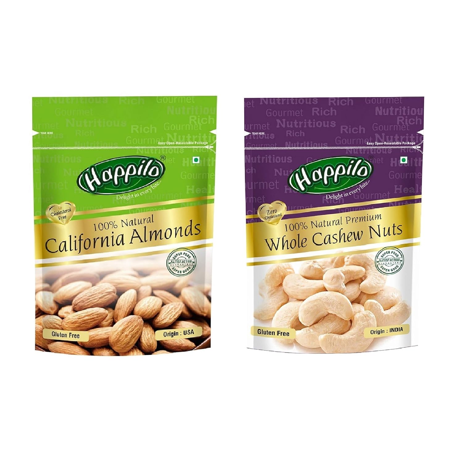 Happilo 100% Natural Premium Californian Almonds, 200g (Pack of 2 ...