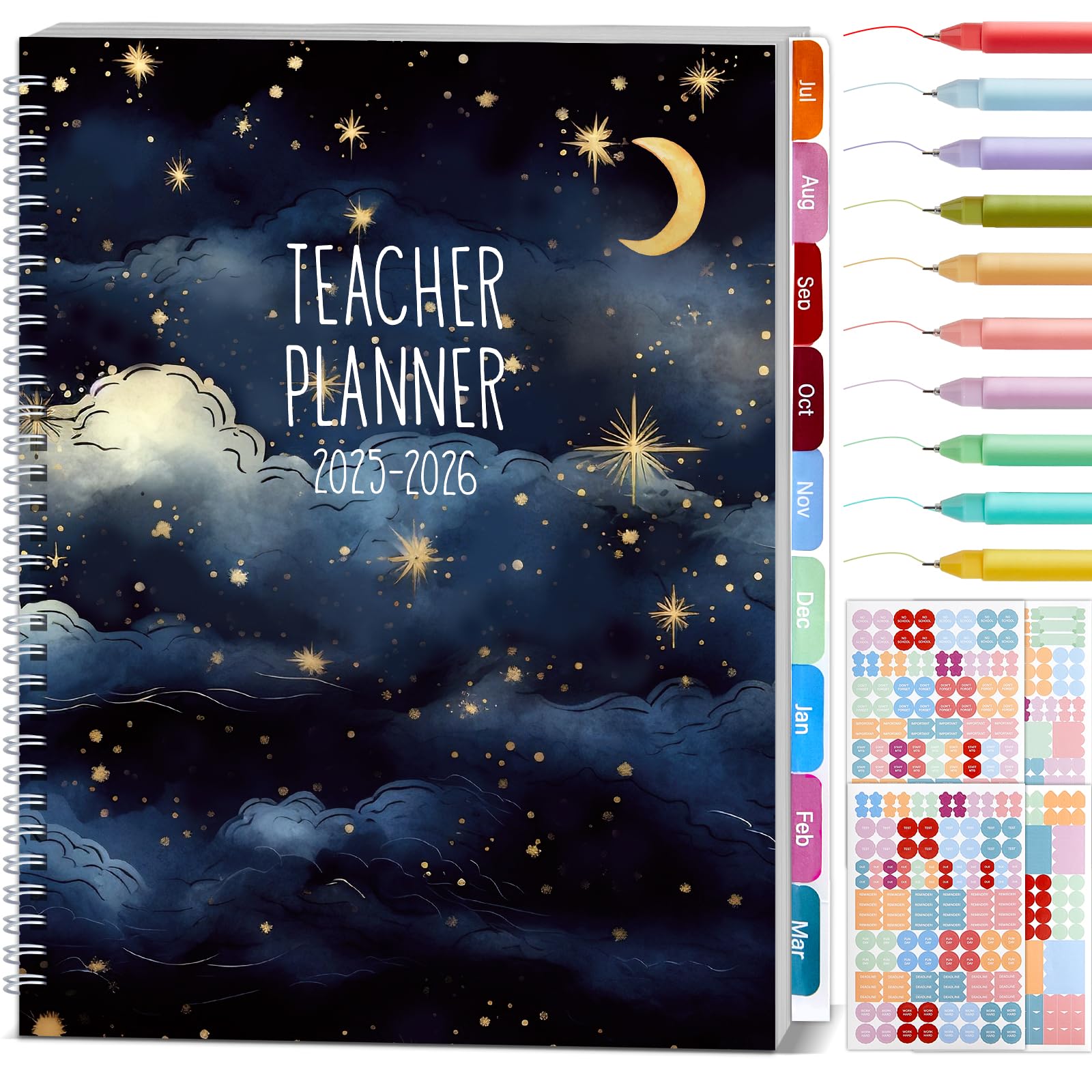 11PCS 2025-2026 Teacher Planner Notebook with 10 Pens&Section Lesson ...