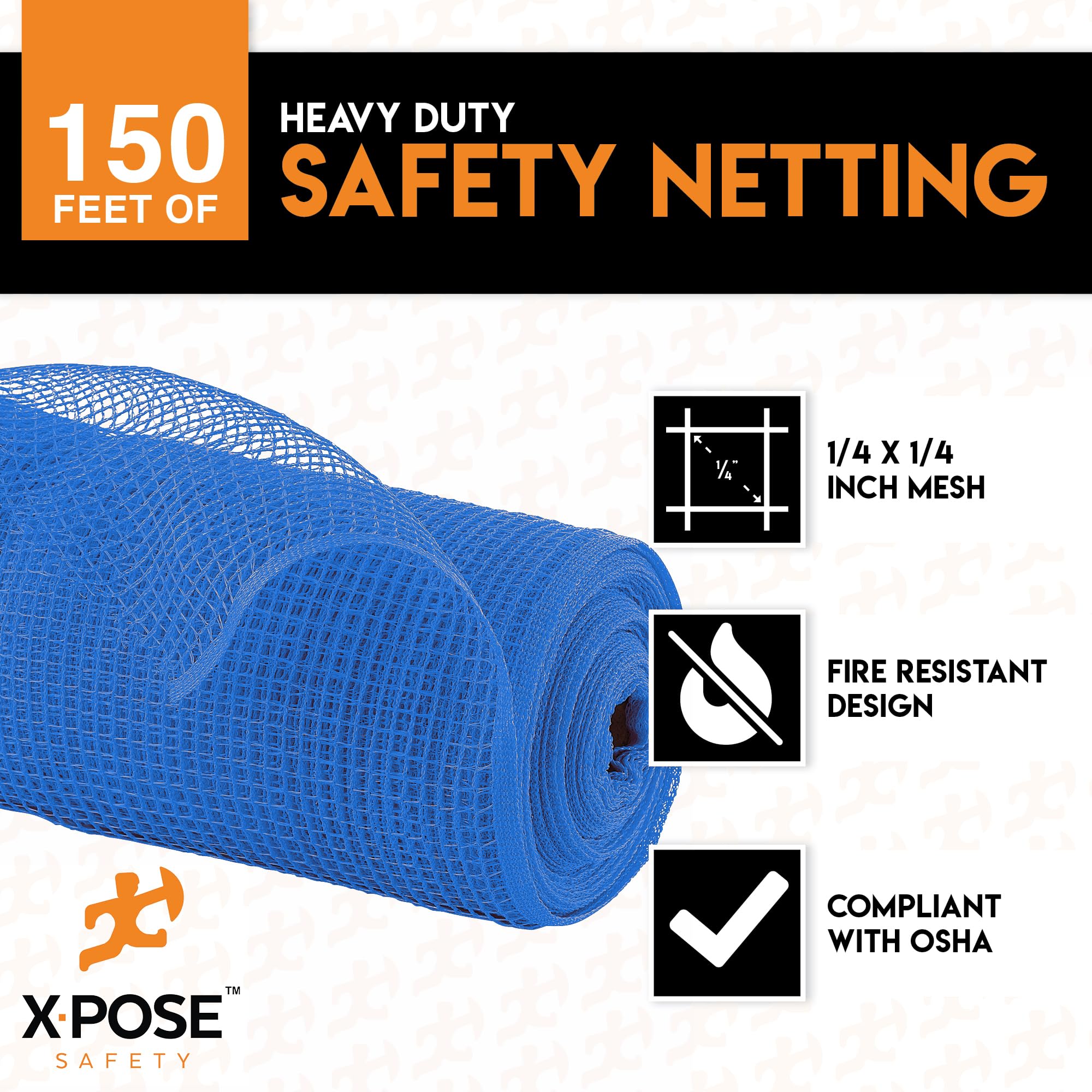 Construction Safety Debris Netting - 150 Ft Temporary Material Roll, 1/ ...