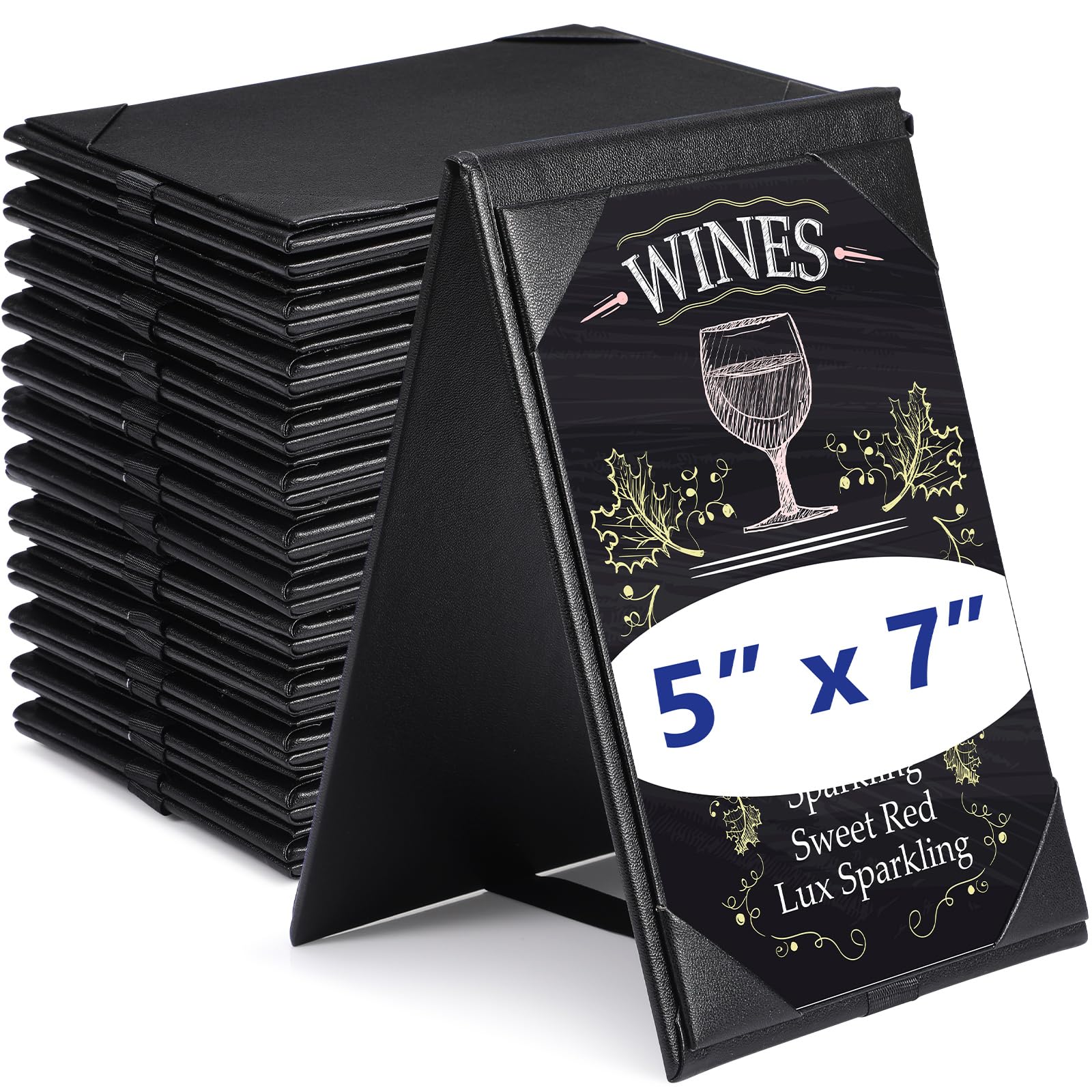 Gerrii Leatherette Table Tents Black PU Leather Menu Covers Bulk Double ...