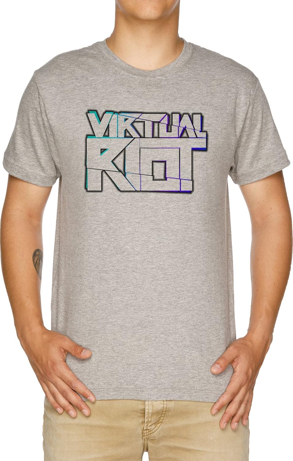 Virtual Riot Merch Men's T-Shirt Grey: Amazon.co.uk: Clothing
