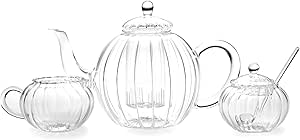 Amazon.com | BonJour Celeste 34-Ounce Glass Teapot Set: Glass Tea Pot ...