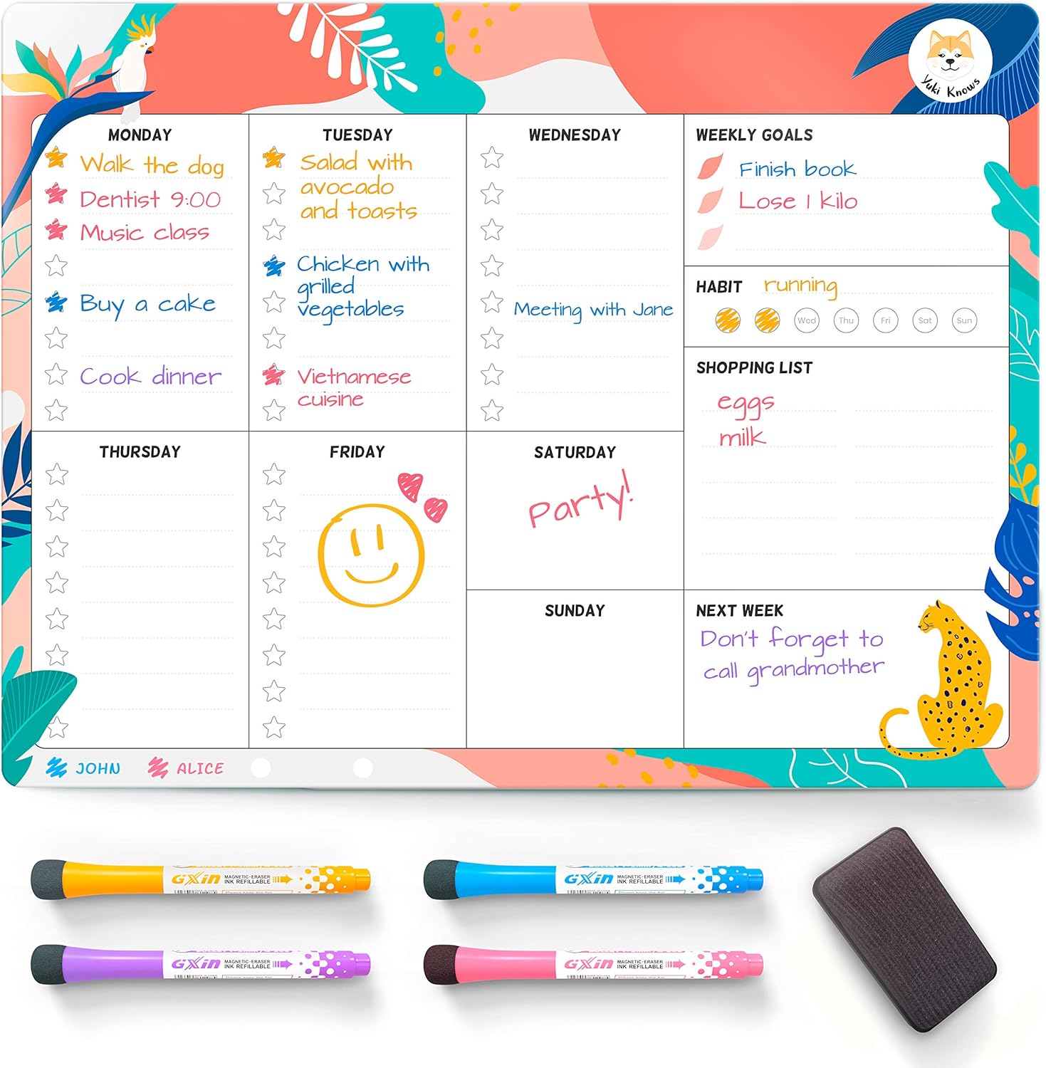 Magnetic Weekly Meal Planner Board for Fridge – Perfect Family Menu ...