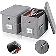Amazon.com: 2-Pack Linen File Boxes Organizer with Smooth Sliding Rail ...