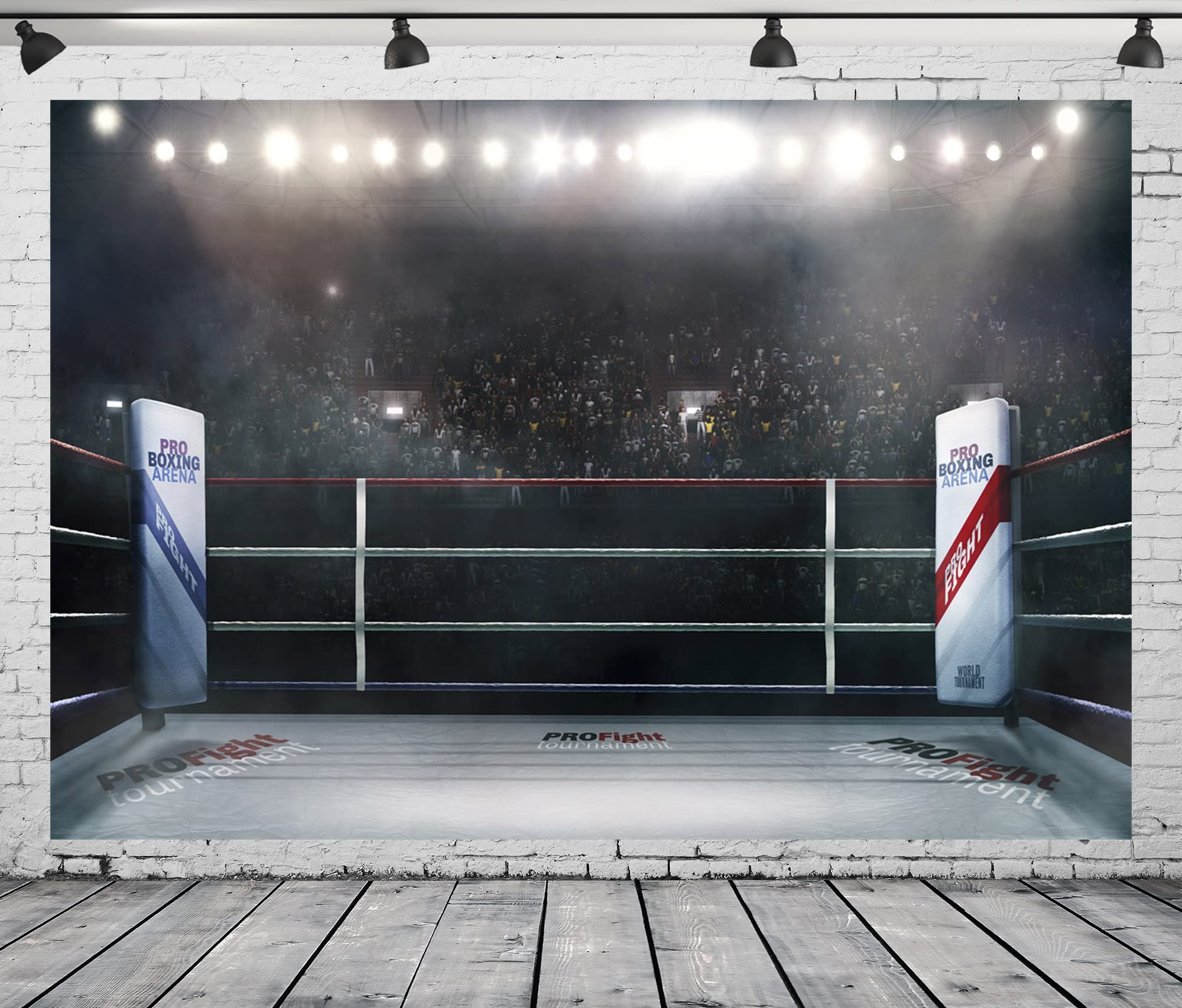 BELECO 15x10ft Fabric Boxing Ring Backdrop Blurred Spectator And ...