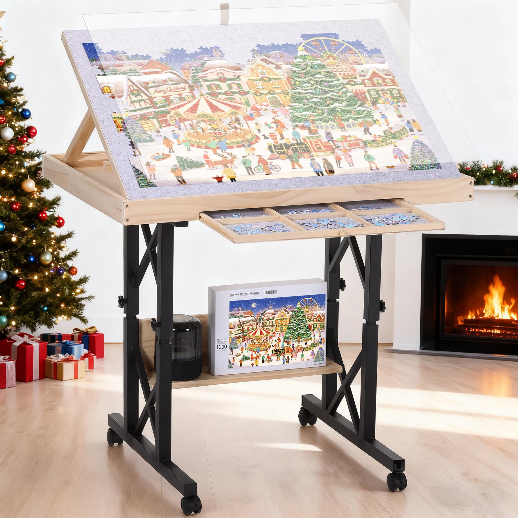 FUNTOK 1500 Piece Jigsaw Puzzle Table with Legs for Adults, Portable ...