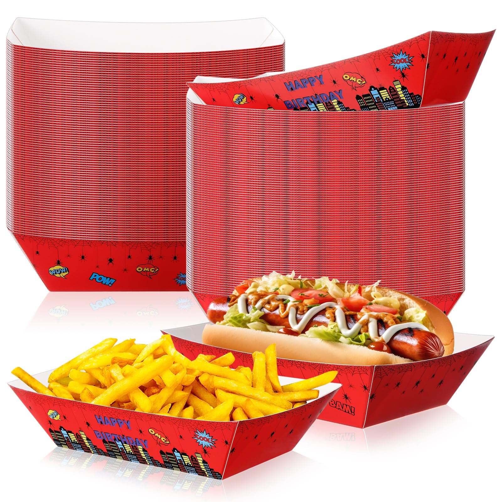 Baderke 100 Pcs 2lb Red Spider Birthday Decoration Paper Food Trays ...