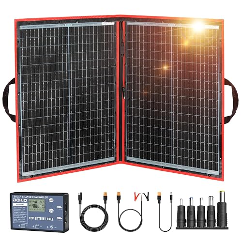 DOKIO 100W Portable Foldable Solar Panel Kit (19x26in, 5.3lb), with ...