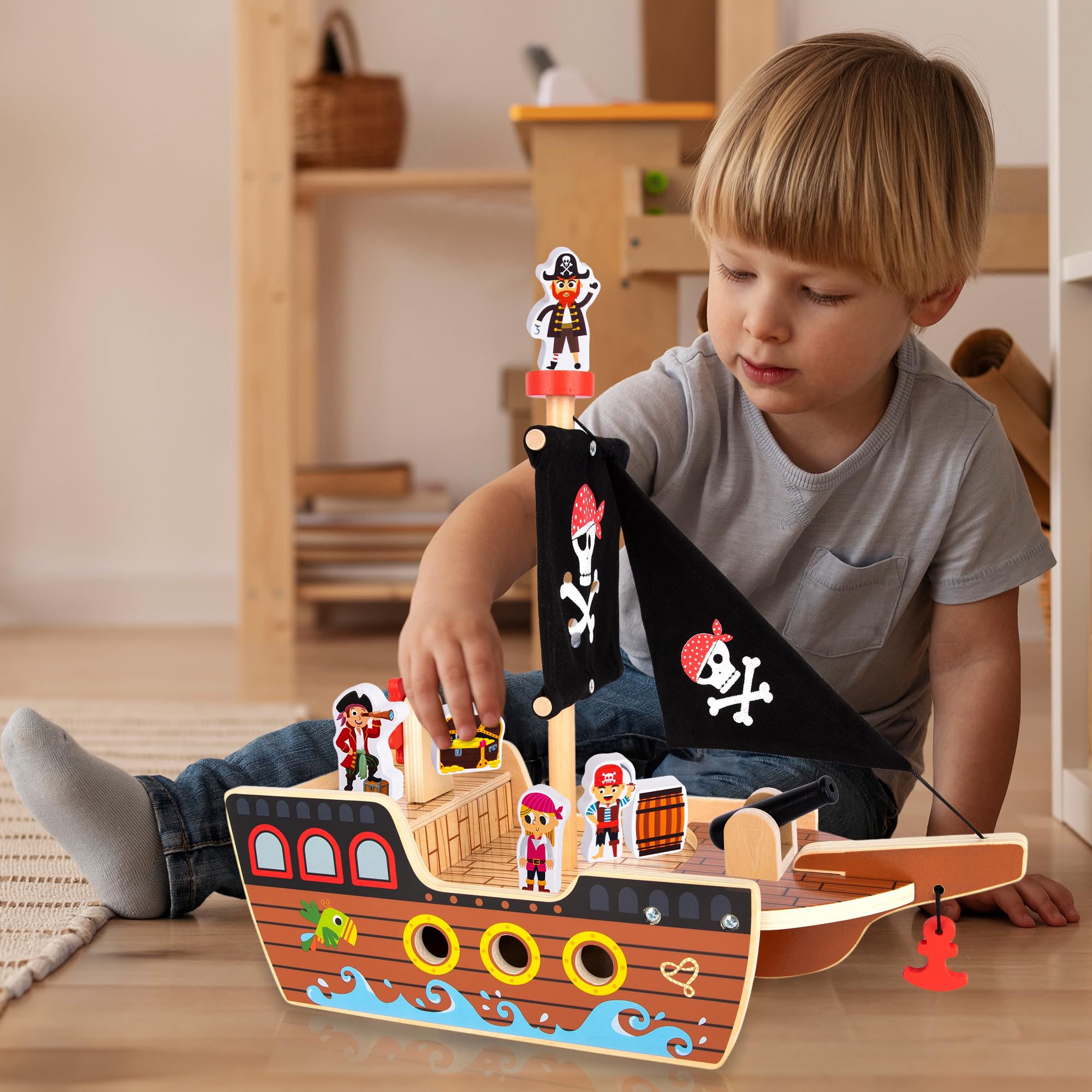 Mua ArtCreativity Wooden Pirate Ship Toy Set for Kids - Pirate Play Set ...