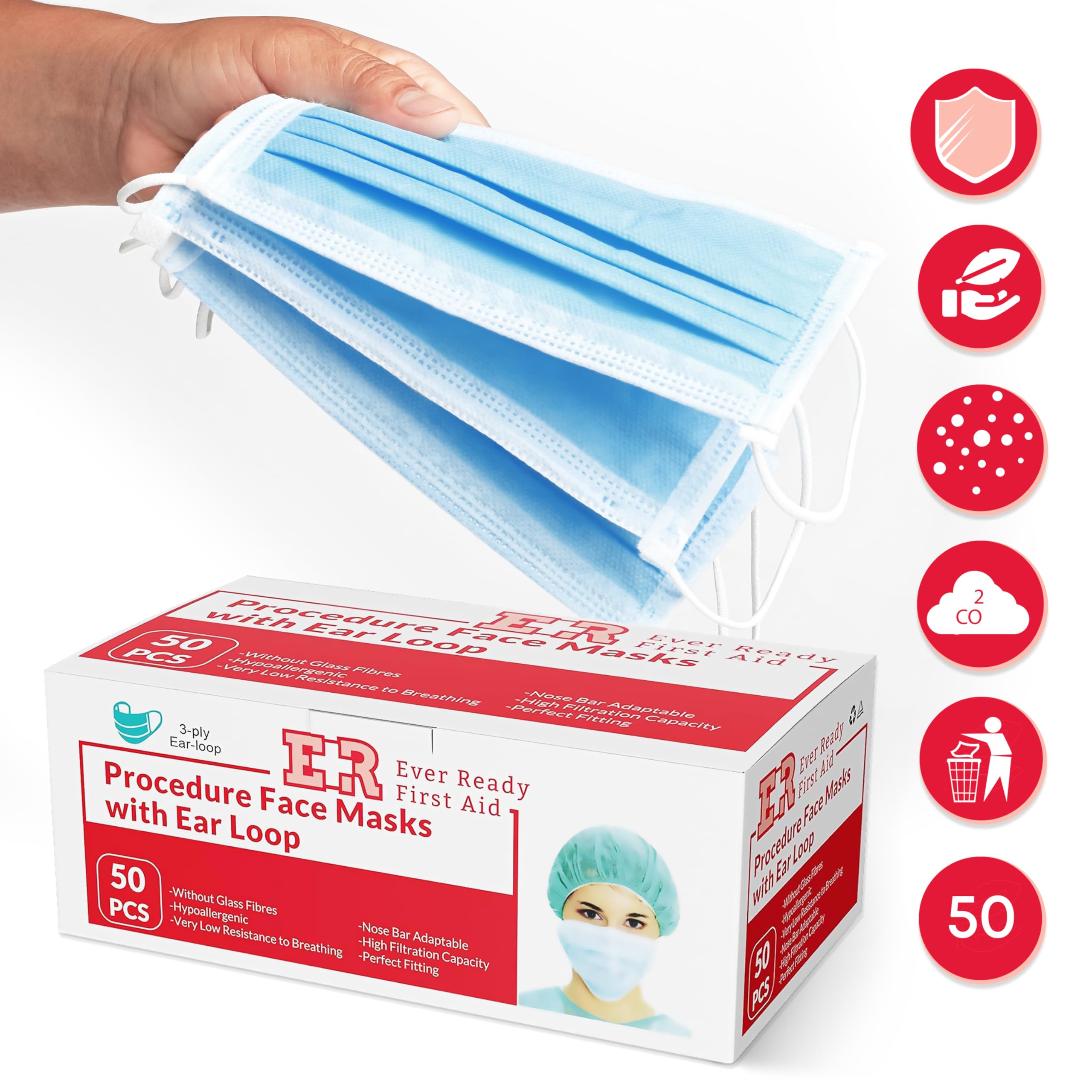 Mua 3-ply Disposable face Masks, Ear Loop Breathable Particle Mask ...