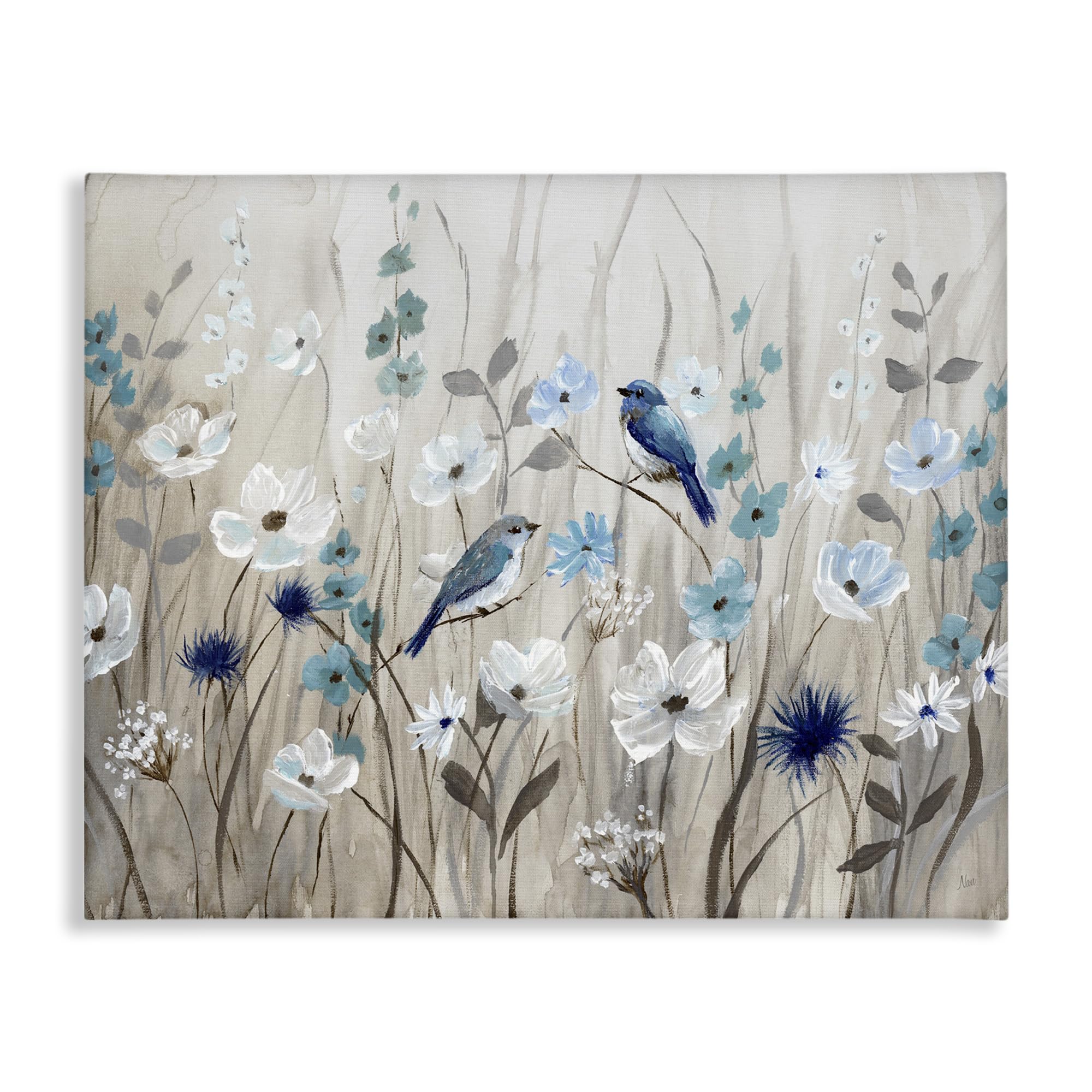 Stupell Industries Birds Floral Meadow Blossoms, Designed By Nan, 40 x ...