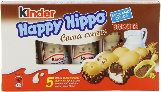 Kinder Happy Hippo Cocoa and Cream, 5 Individually Wrapped Biscuits ...
