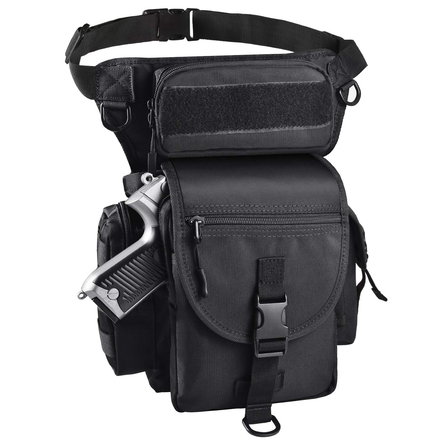 LarKoo Tactical Drop Leg Bag with Pistol Holster - Leg Panel Thigh Leg ...