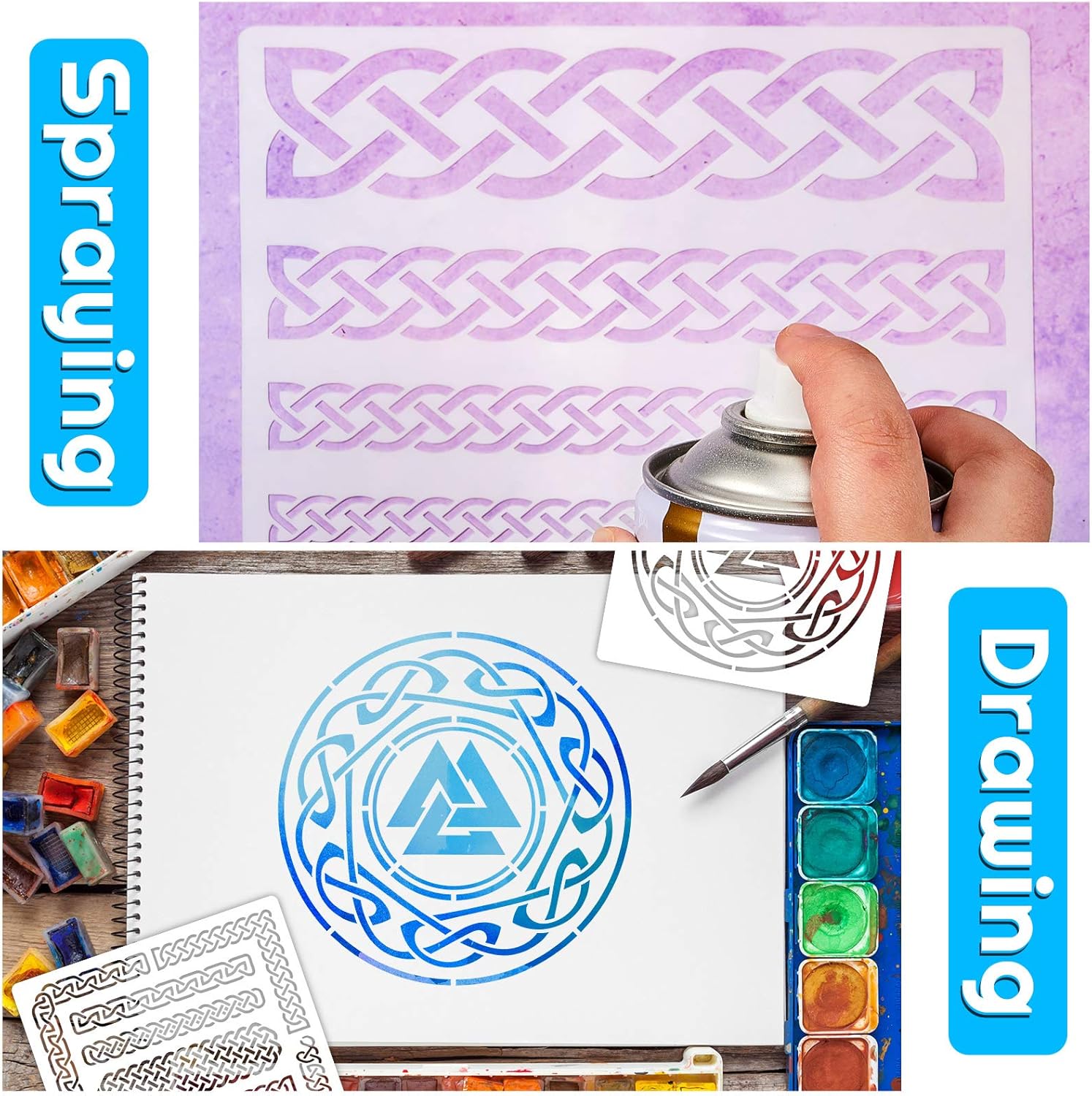 12 Pieces Knot Stencils Viking Symbol Templates Stencils for ...