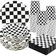 Amazon.com: 100Pcs Black and White Checkered Race Car Party Supplies ...