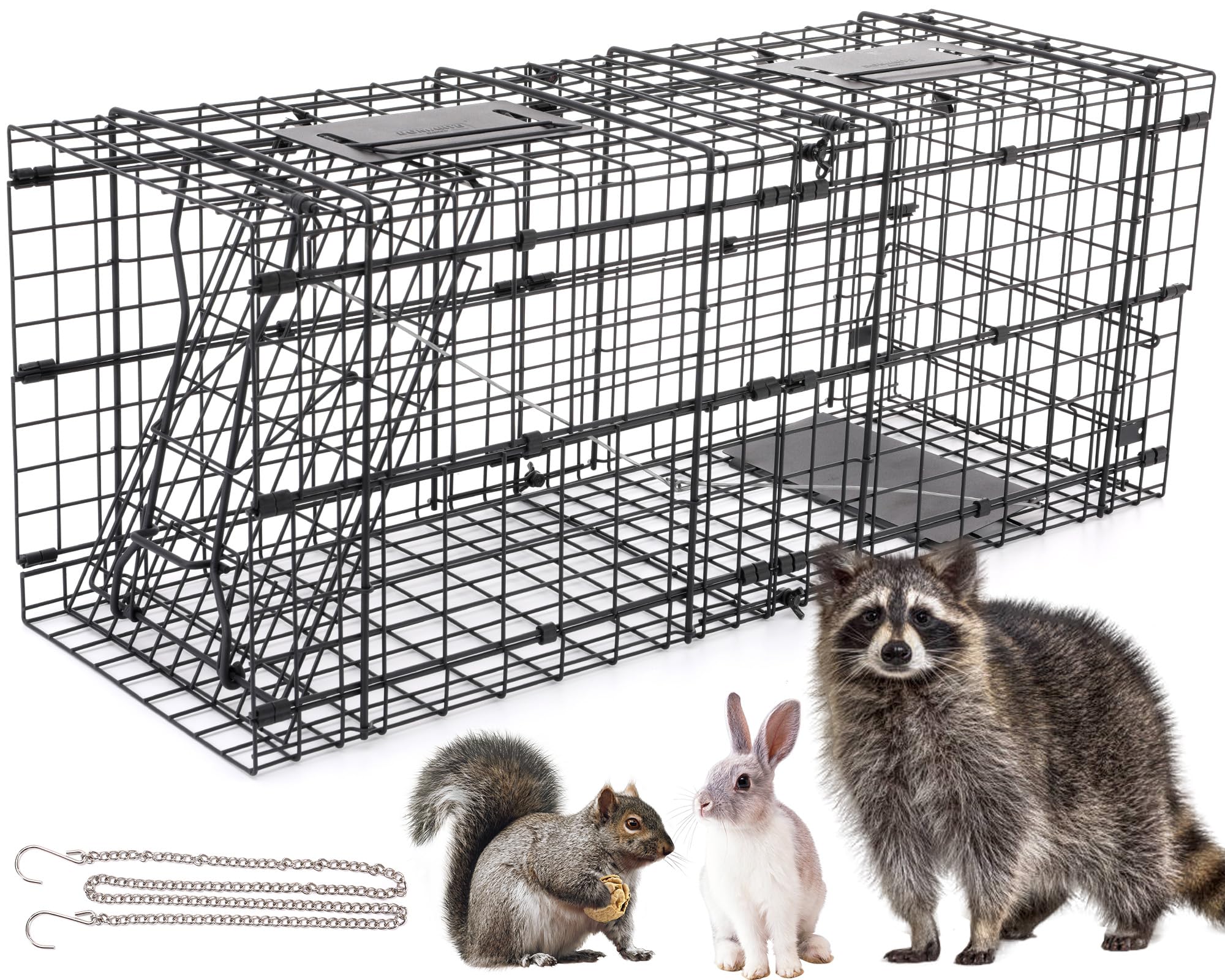 Live Animal Trap Cage, 32"x13"x11" Raccoon Large Trap Detachable into ...
