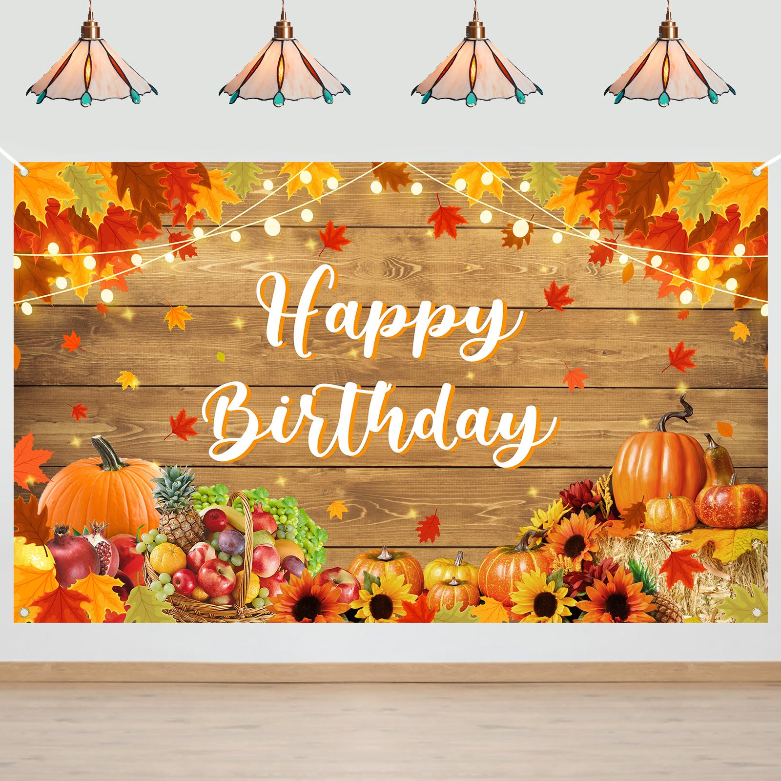 Avezano Fall Happy Birthday Banner Pumpkin Fall Birthday Party ...