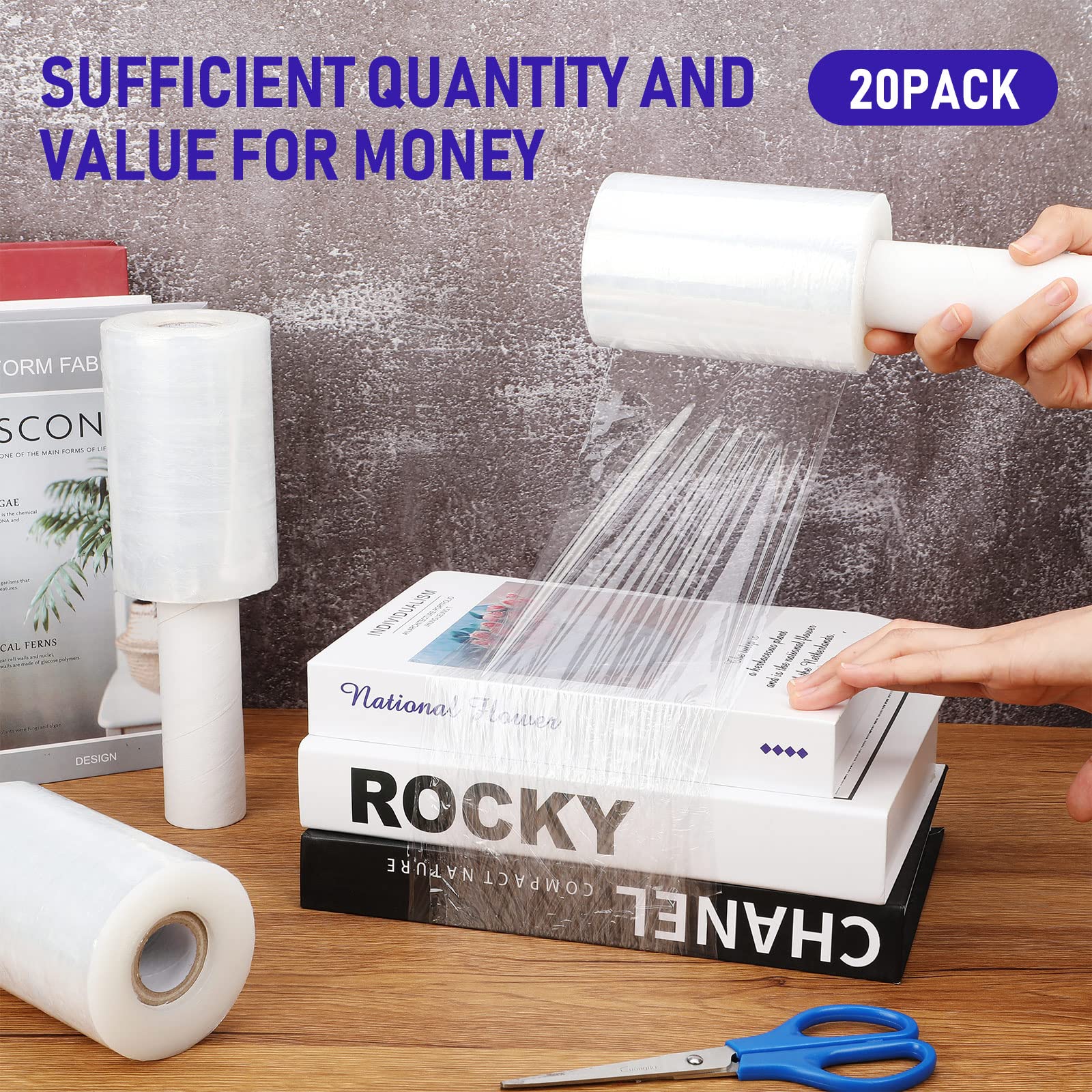 Mua 20 Pack Shrink Wrap Roll Plastic Stretch Wrap Film with Handle 5 ...
