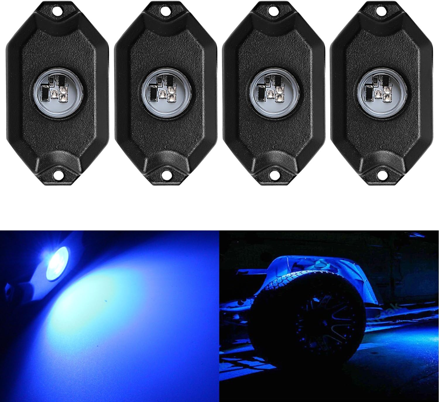 Amazon.com: Northpole Light 4PCS 9W BLUE LED Rock Lights Waterproof ...