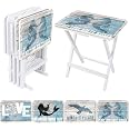 Amazon.com: Sintuff Coastal Beach TV Trays Set of 4 with Stand Cape ...