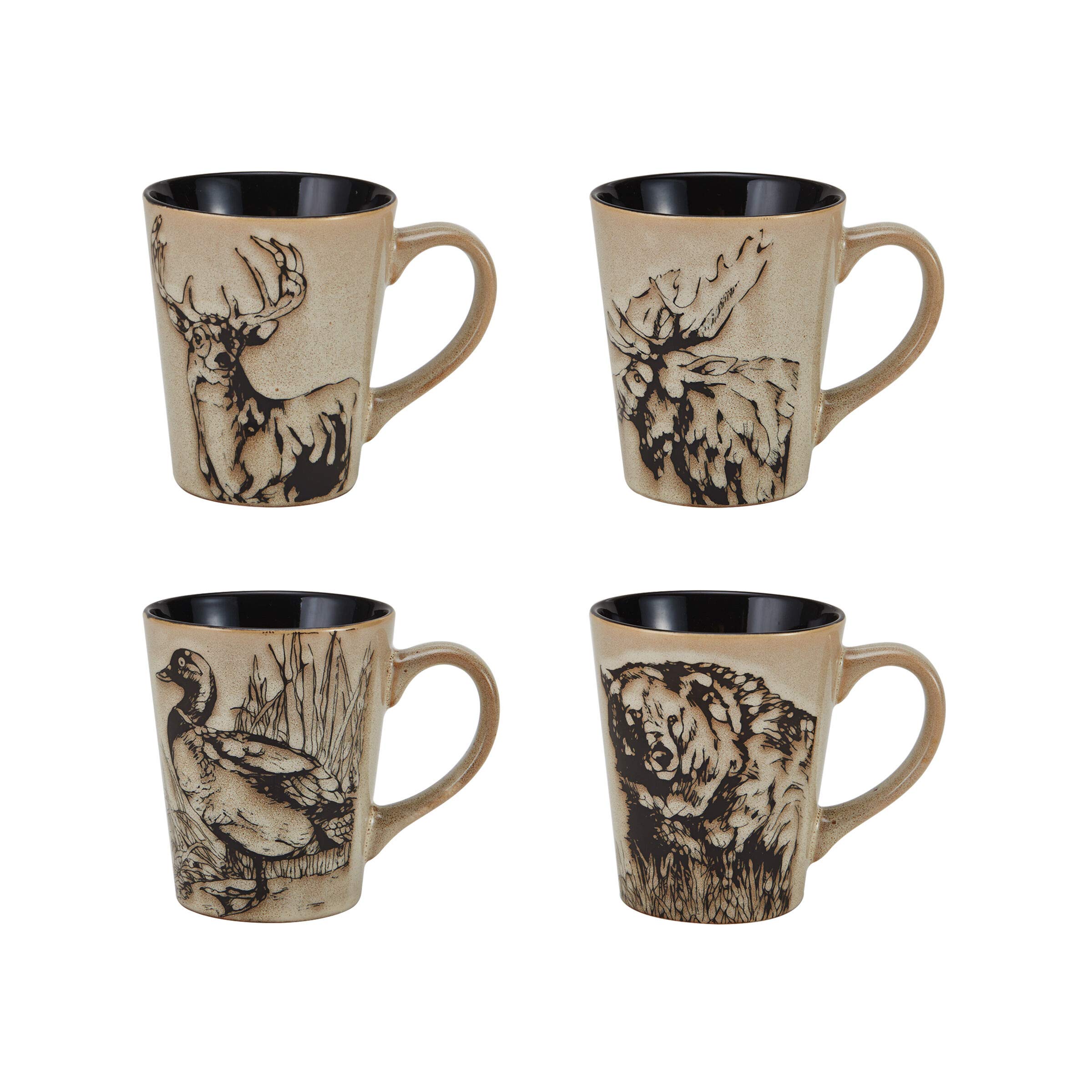 Mossy Oak Animal Print 16 Piece Dinnerware Set, Black And Beige on ...