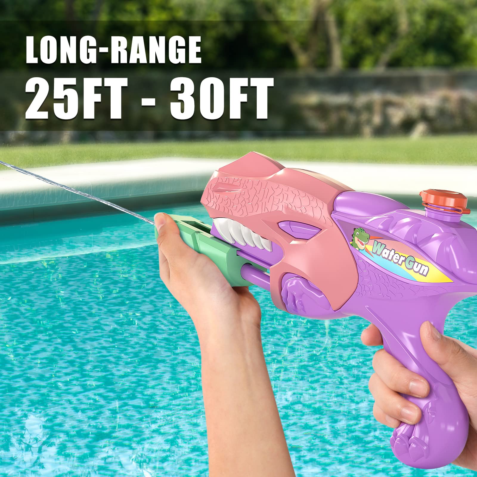 Mua TEMI 2 Pack Dinosaur Water Blasters for Kids, Long-Range Shooting ...