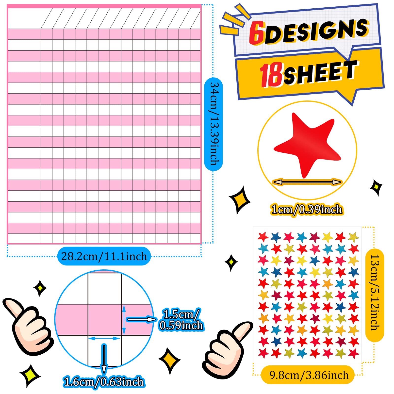 Mua 18 Pack Incentive Chart for Classroom Reward Chart for Kids Multi ...